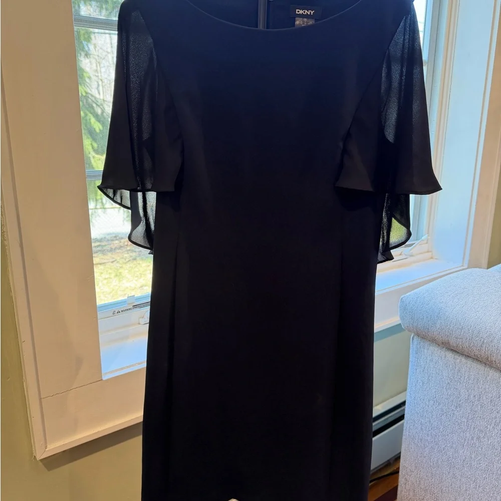 Dkny | Dresses | Dkny Navy Womens Dress With Chiffon Flutter Sleeves ...